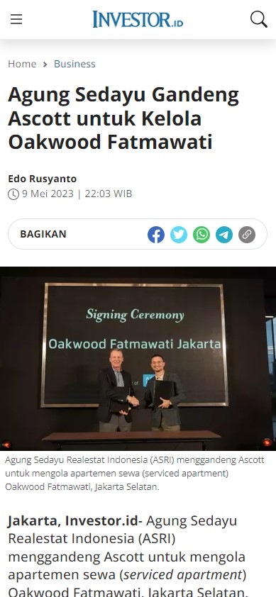 Fatmawati City Center on Investor ID - ASRI